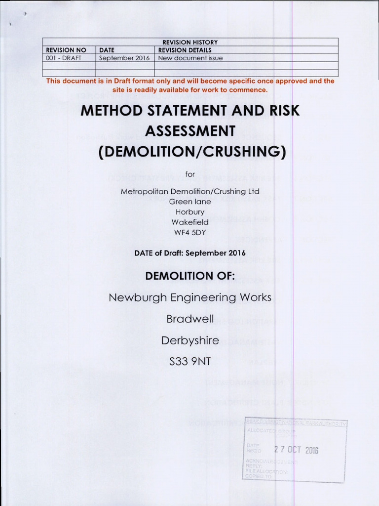 Demolition & Crushing RAMS | PDF | Demolition | Occupational Safety And ...