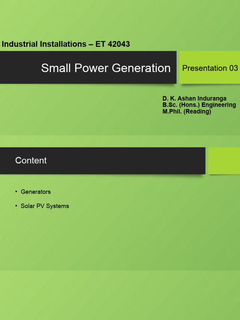 Lecture 03 - Power Generation Methods | PDF