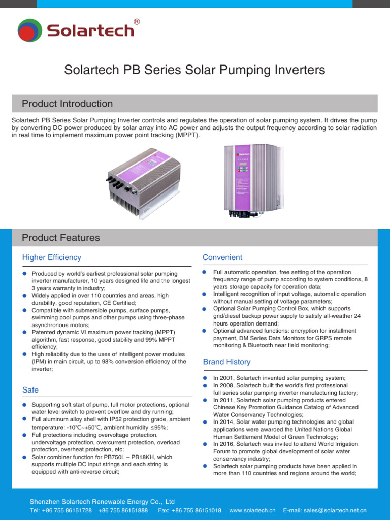 Solartech PB General Solar Pumping Inverters | PDF | Power Inverter ...