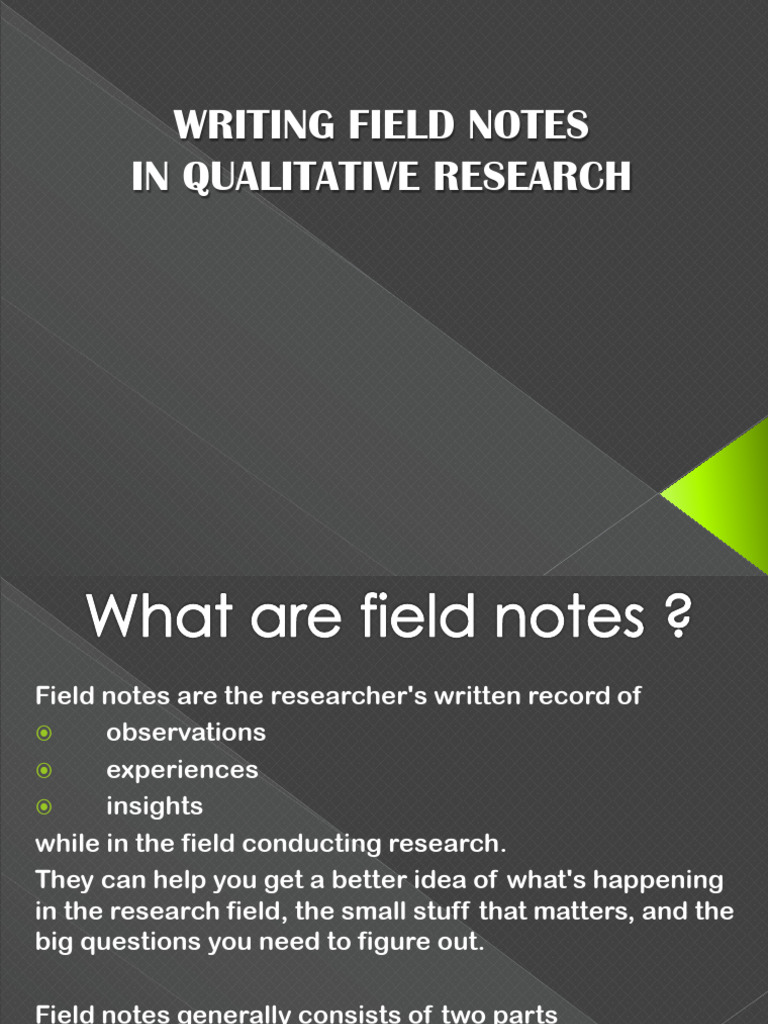 Introduction To Field Notes Pdf Thought Data