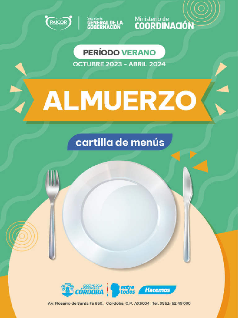 Menús de Almuerzo Escolar 2023-2024 | PDF | Panes | ensalada