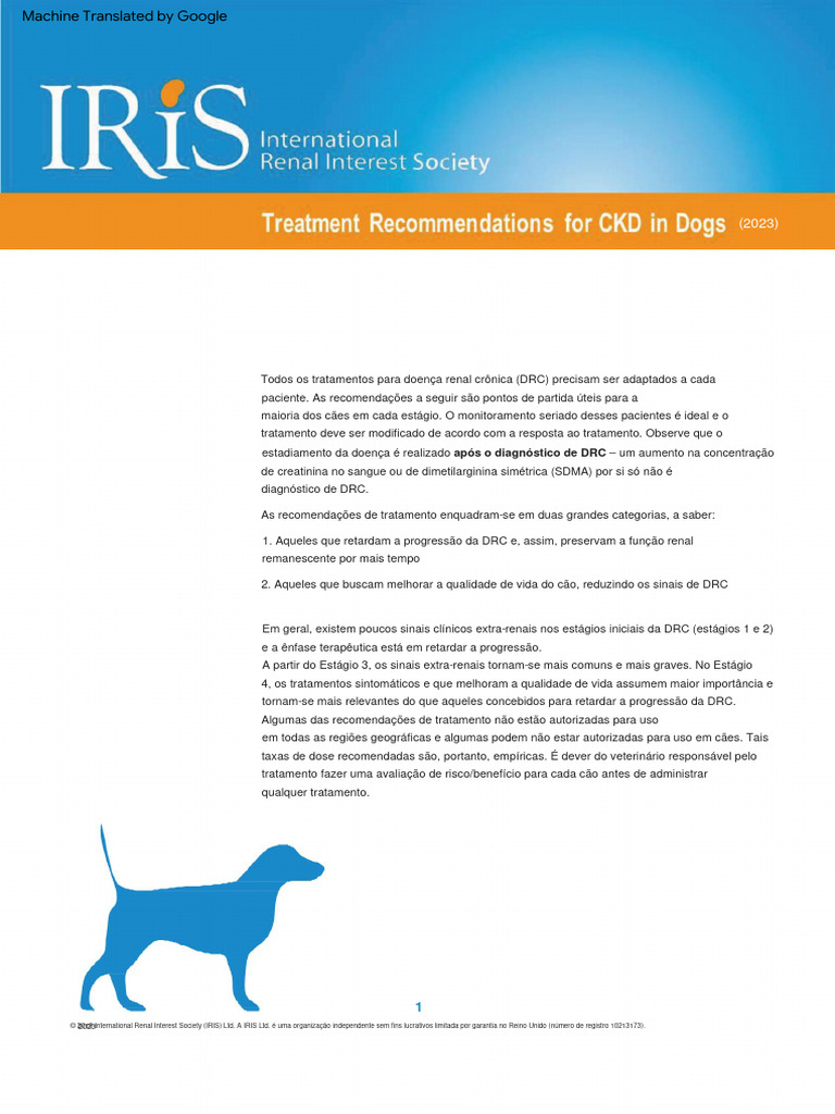 Diretrizes IRIS para DRC em Cães 2023 | PDF | Doença renal crônica | Cães