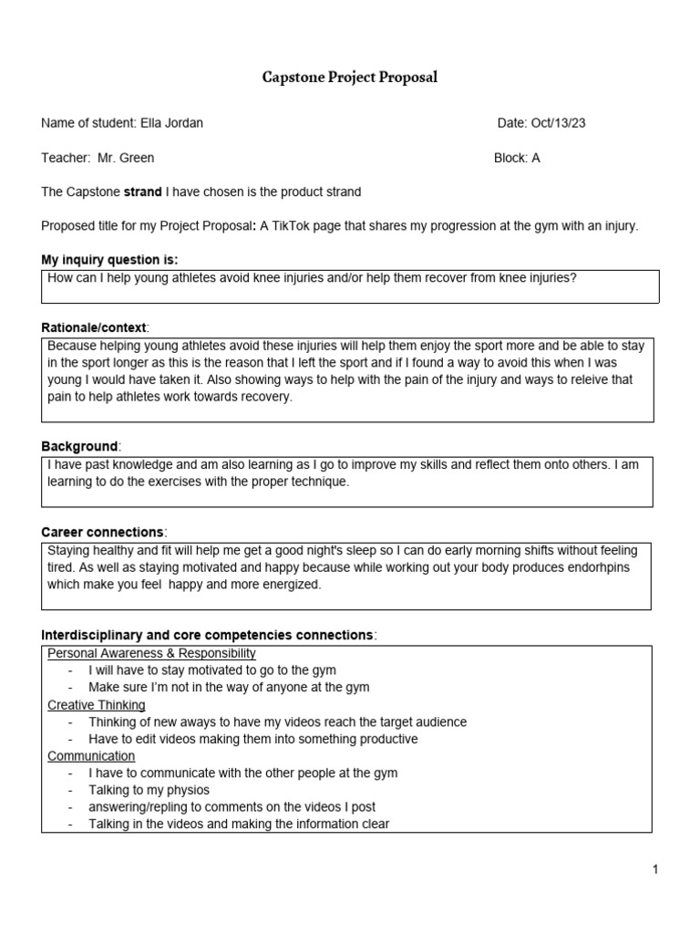 Capstone Project Proposal | Download Free PDF | Physical Therapy ...