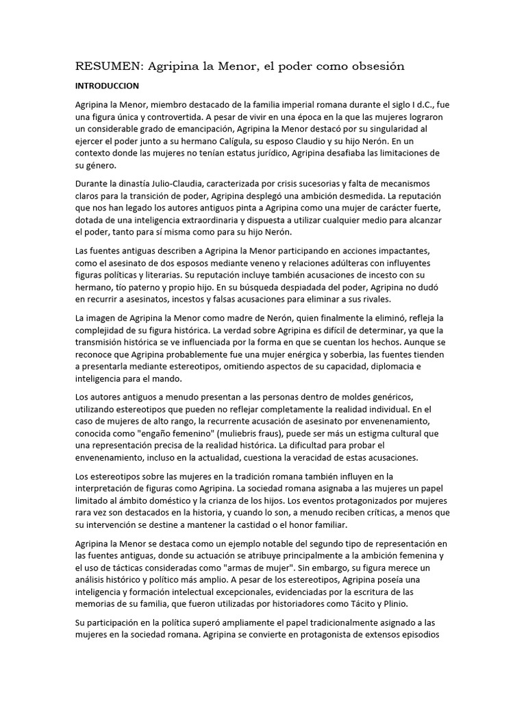 Agripina la Menor: Poder y Ambición | PDF | Claudio | Nerón