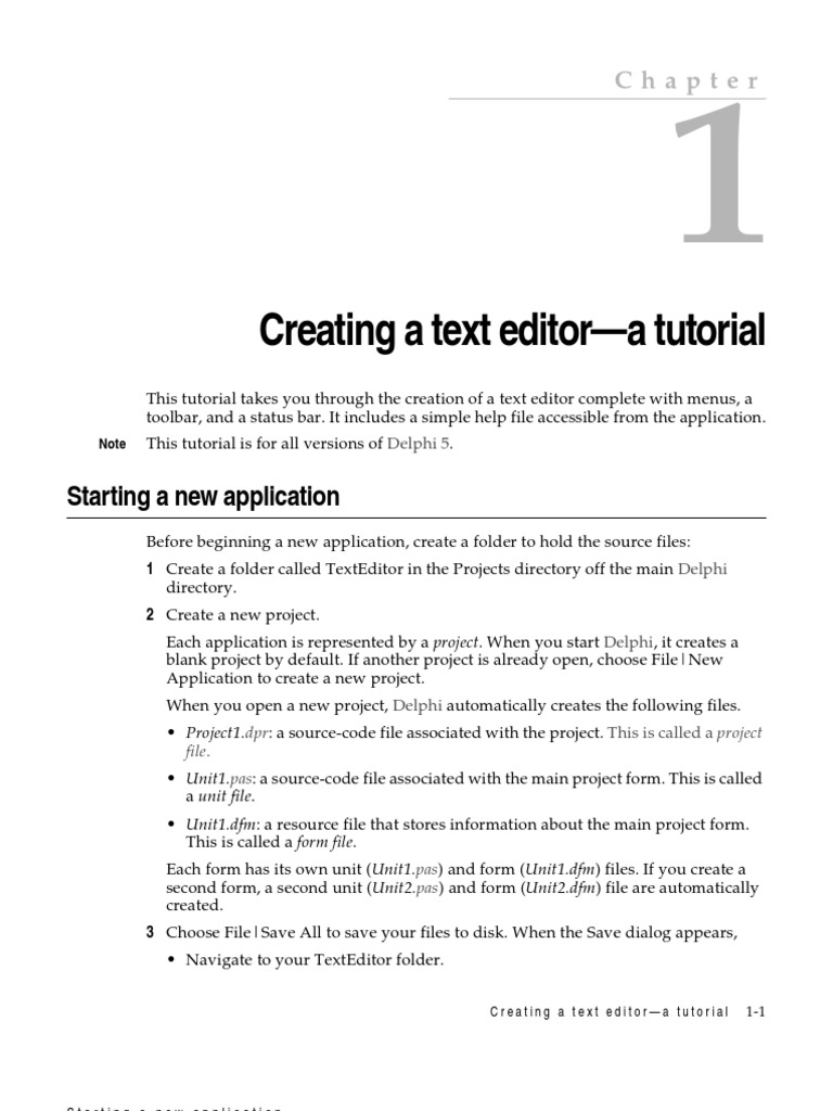Creating A Text Editor in Delphi, A Tutorial | PDF | Menu (Computing ...