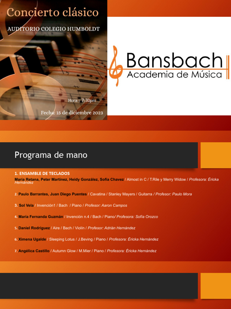 7-30 PM Programa de Mano Concierto Clasico | PDF | Federico Chopin | Música clásica