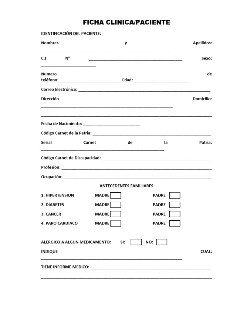 Ficha Clinica | PDF
