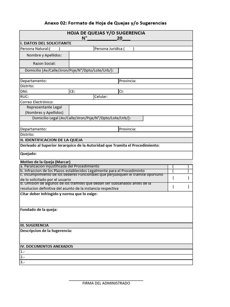 Formato de Libro de Quejas y Sugerencias PDF | PDF