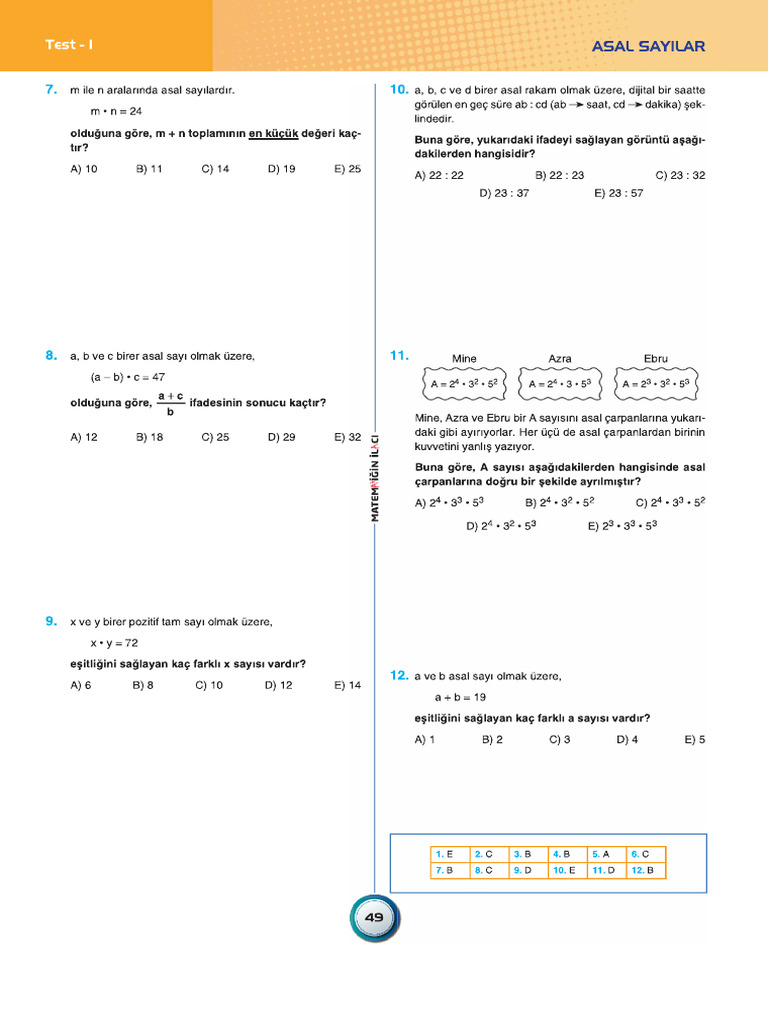 Asal Sayilar Fasi̇kül 5 | PDF