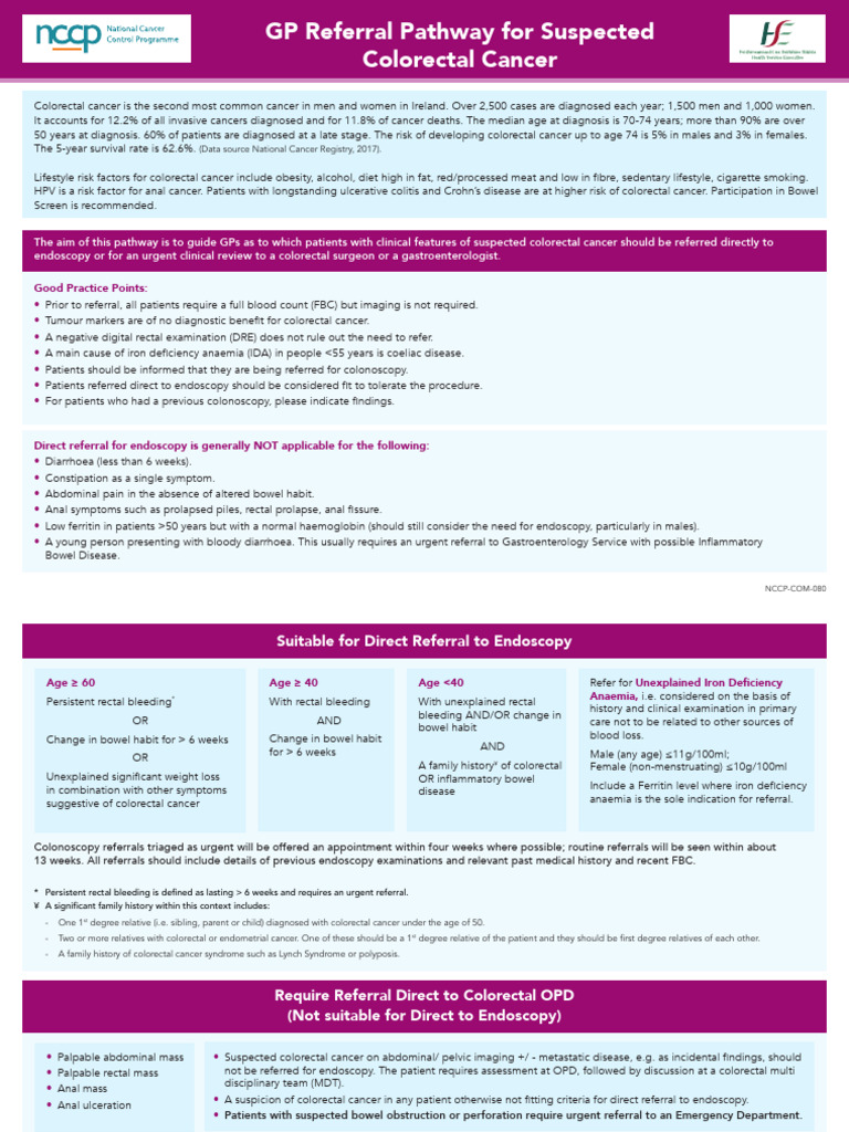Colorectal Cancer Referral Guidelines Ireland | PDF | Colorectal Cancer ...