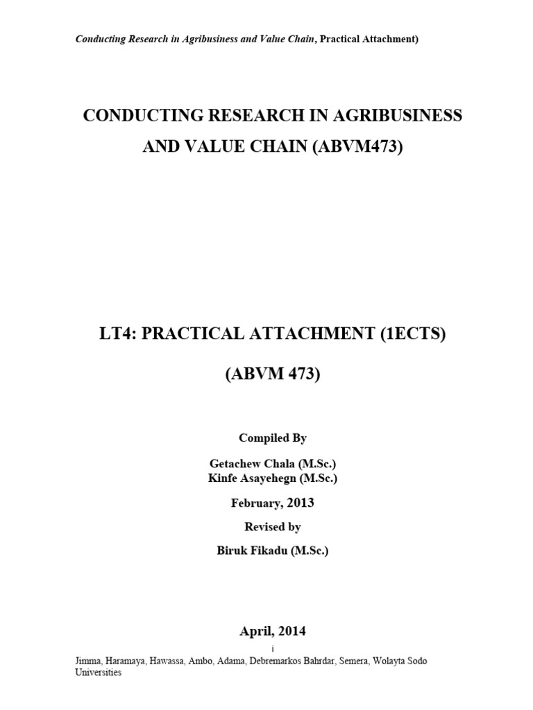 Practical Attachement Manual (ABVM 473) | PDF | Agribusiness | Non ...