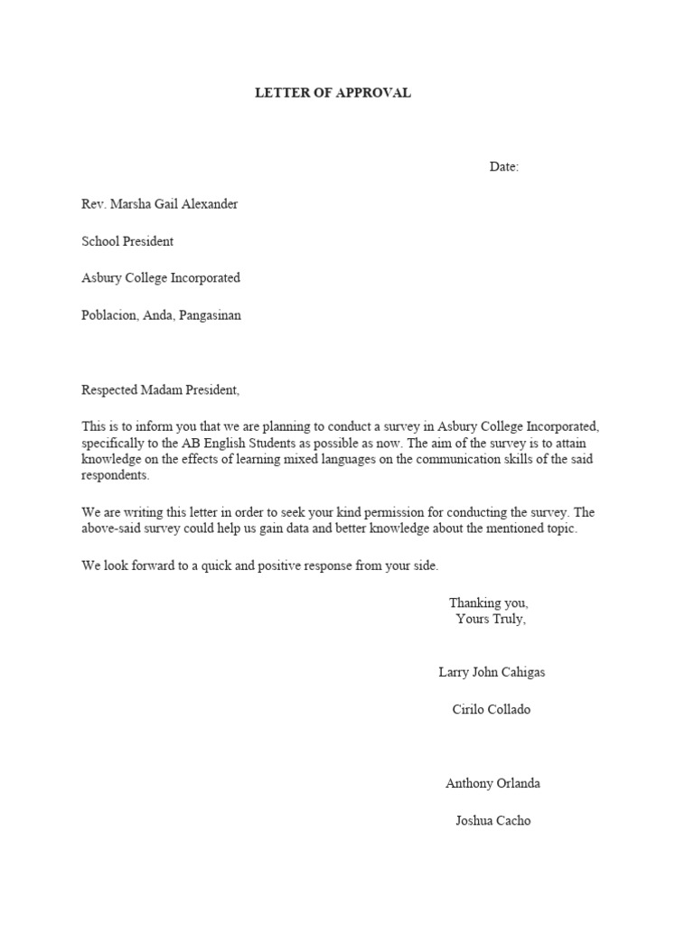 Letter of Approval Draft | PDF