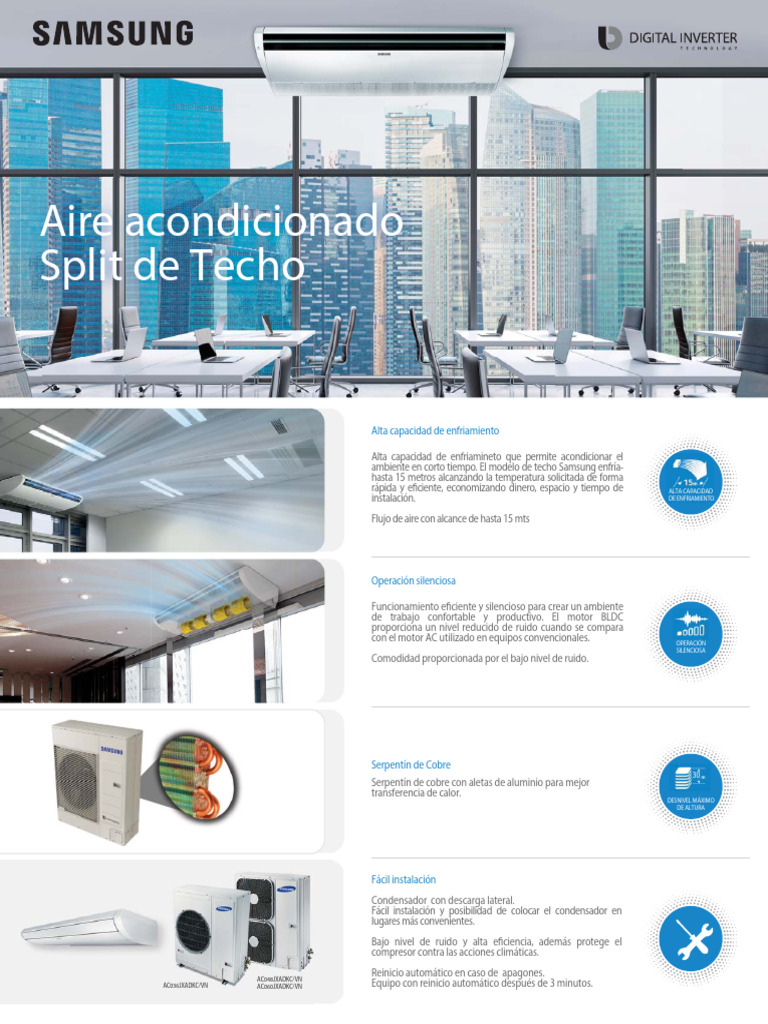SAMSUNG BIGCEILING AC SPLIT 8,5X11PLG ESP-samcol Low | PDF | Aire ...