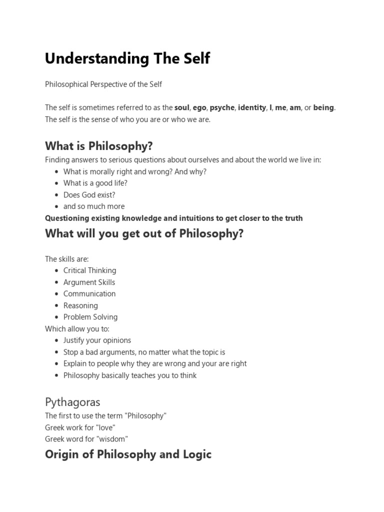 Understanding The Self | PDF | Soul | Philosophy Of Self