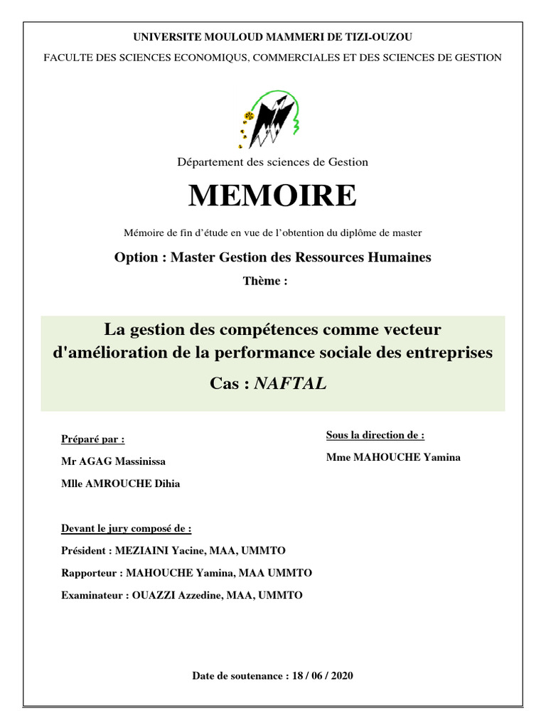 Memoire Final PDF Climat Social | PDF | Compétence (Ressources humaines ...