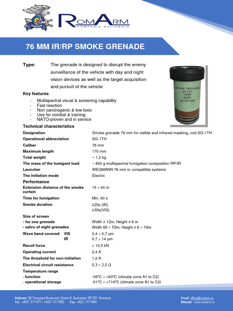 40 - Datasheet 76mm Smoke Grenade | PDF | Military Science | Military ...