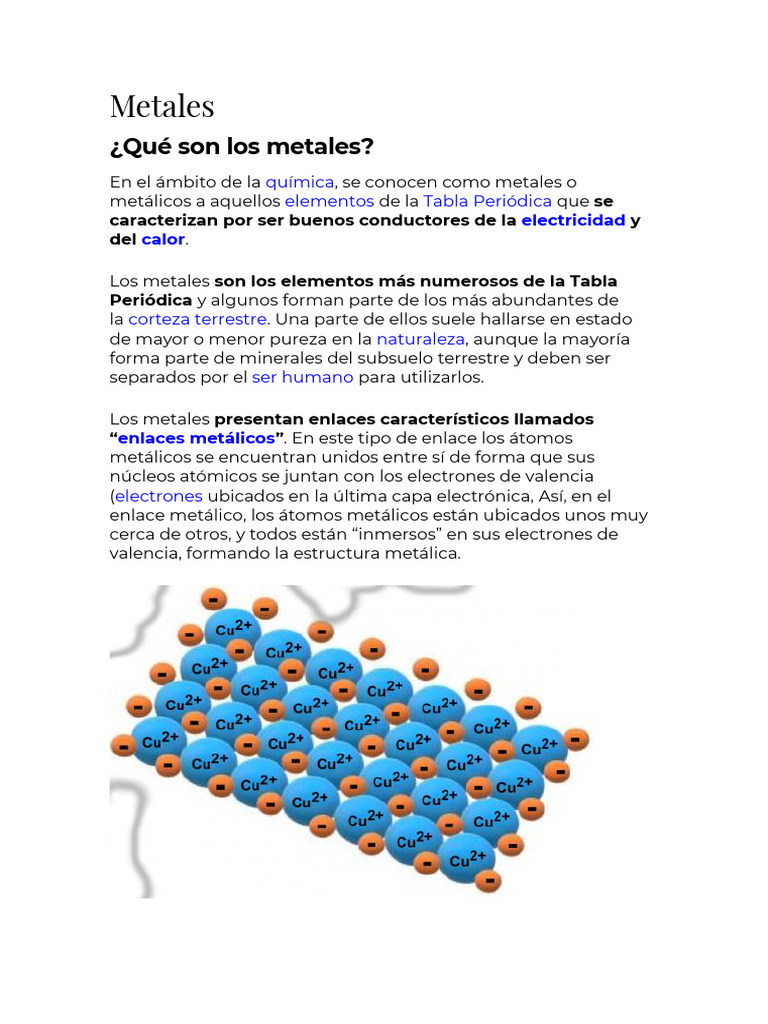 Metales | PDF | Rieles | Enlace químico
