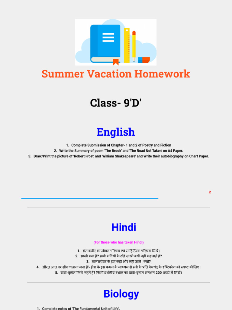 Class 9 Summer Vacation Homework Guide | PDF | Temperature | Water
