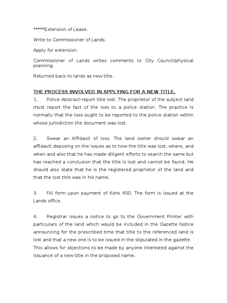 Lease Extension & Title Application Process | PDF