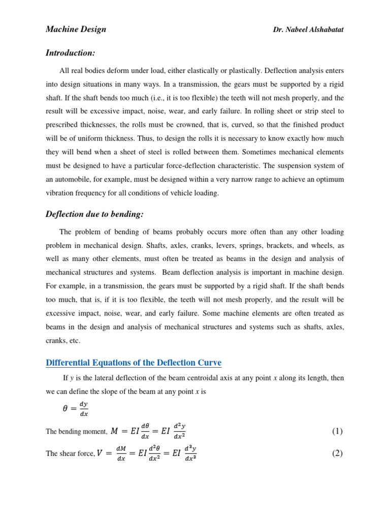 D4 - Deflection and Stiffness | PDF | Beam (Structure) | Axle