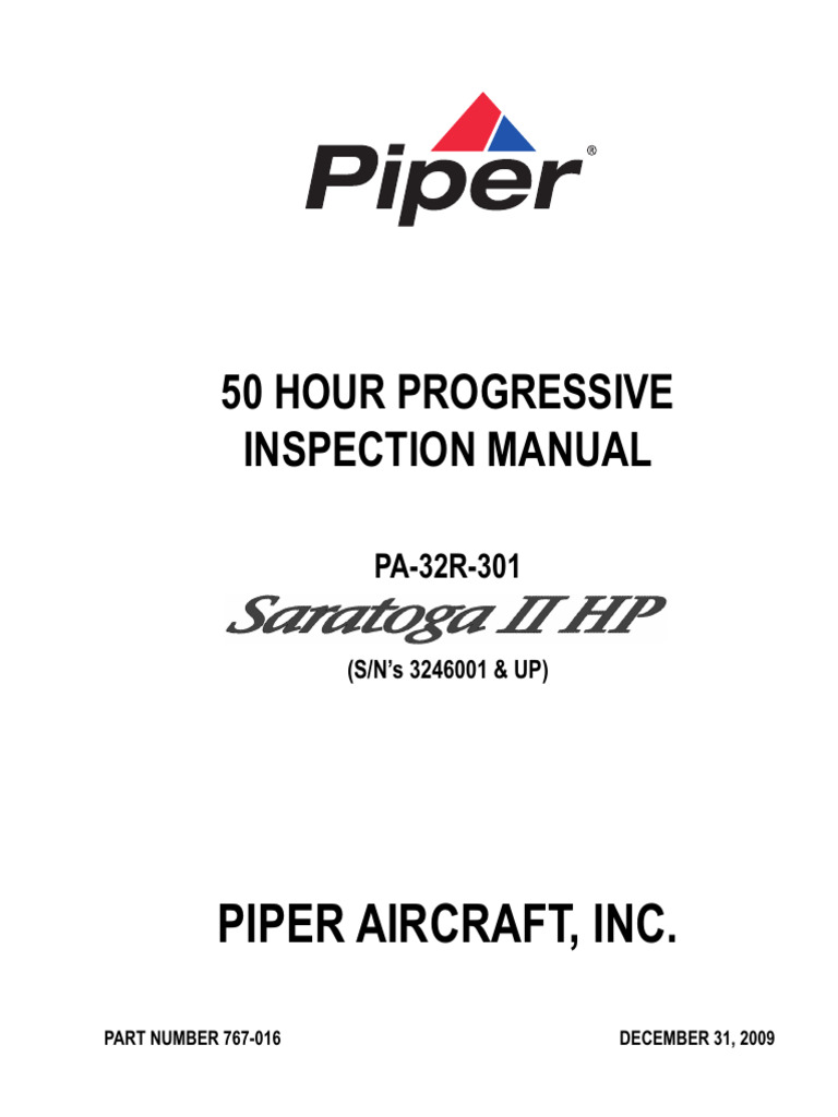 Piper 50 Hour Inspection Saratoga II HP | Download Free PDF | Federal ...