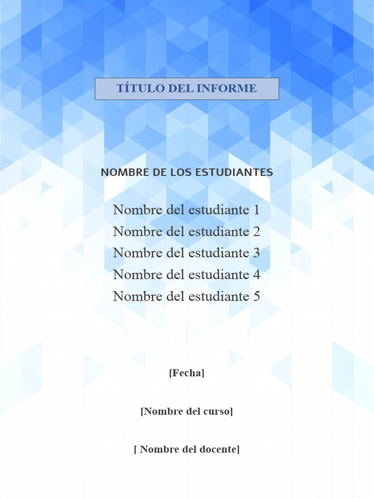 Informe Escolar en Word Plantilla | PDF