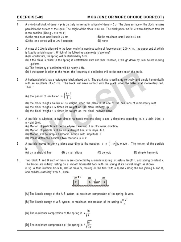SHM Exercise-2 | PDF | Oscillation | Mechanical Engineering