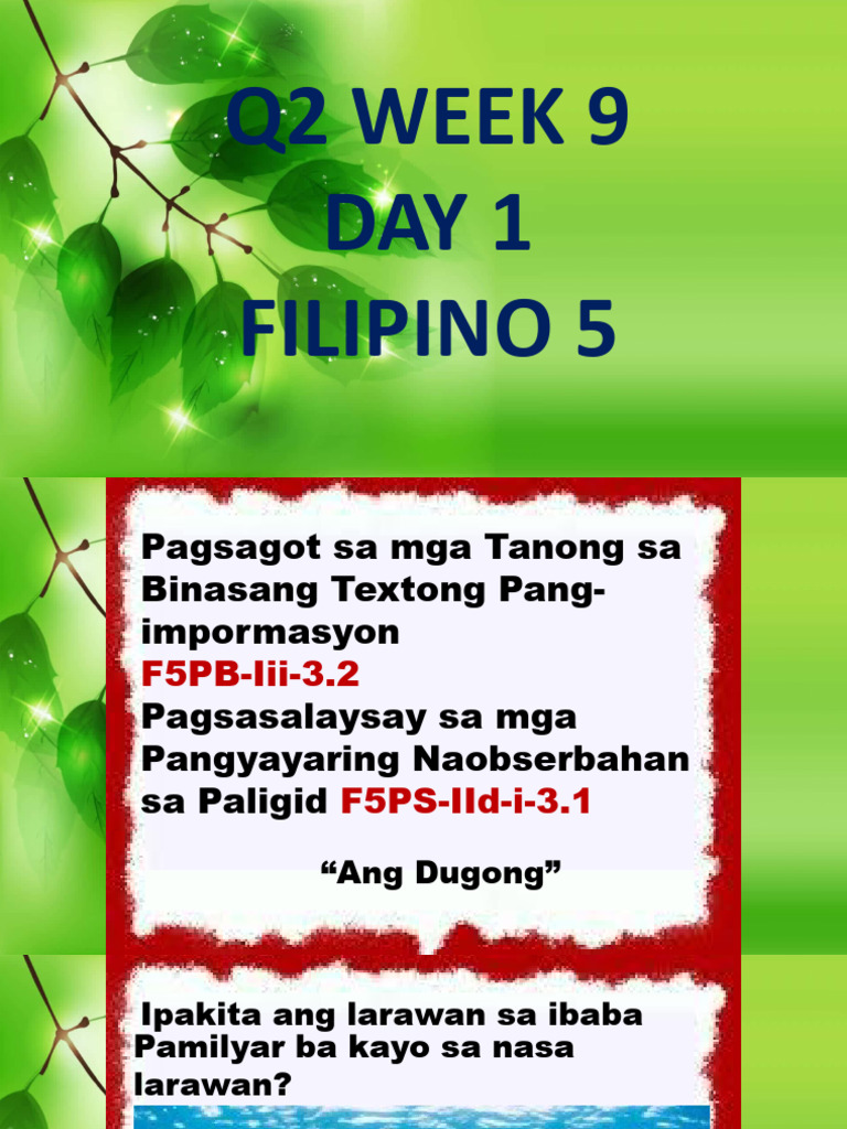 Filipino 5 Aralin 9 Ikalawang Kwarter | PDF