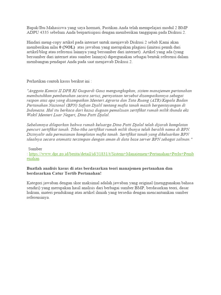 Diskusi 2 Adm. Pertanahan | PDF