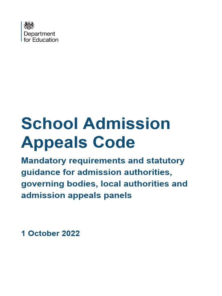 School Admission Appeals Code 2022 | PDF | University And College ...