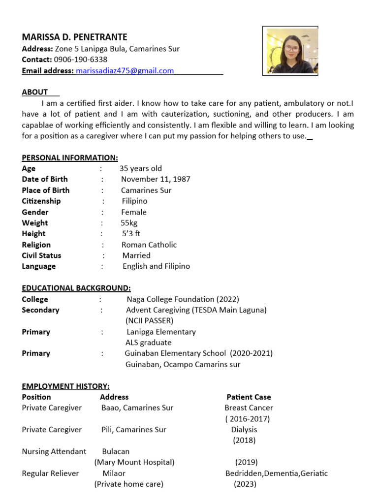 Marissa D | Download Free PDF | Caregiver | Medical Specialties