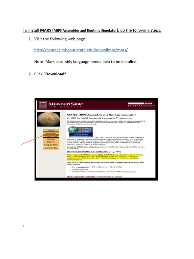 Installing MARS MIPS Simulator Guide | PDF