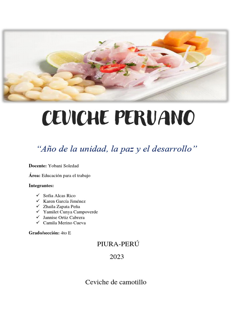 Receta del Ceviche Peruano Tradicional | PDF | Batata | Ingredientes de ...