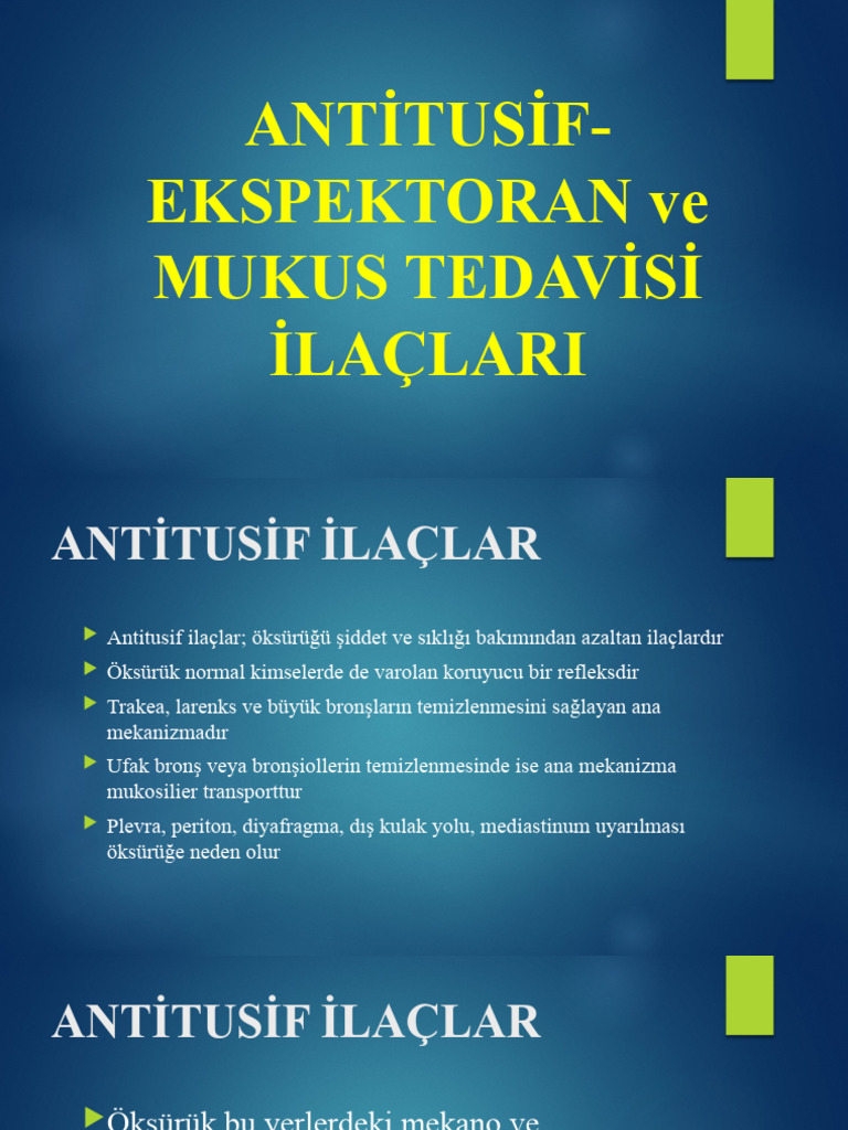 11 Anti̇tusi̇f Ekspektoran Mukus Tedavi̇si̇ İlaçlari - Ver2.04.12.19 | PDF
