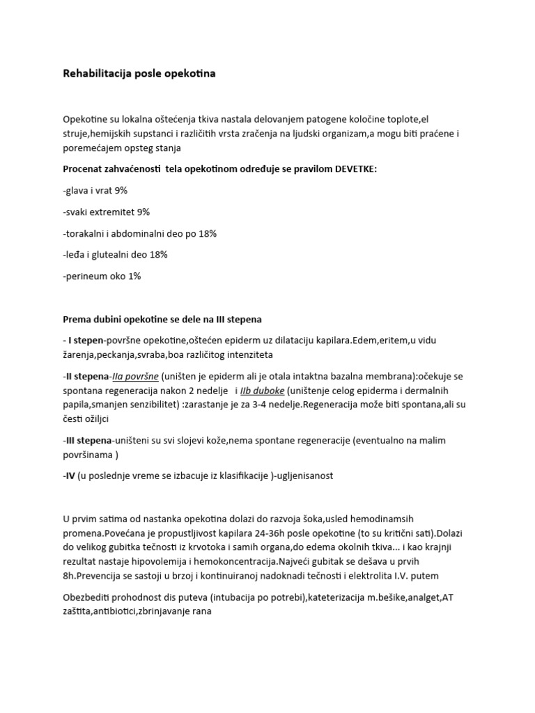 Rehabilitacija Posle Opekotina | PDF