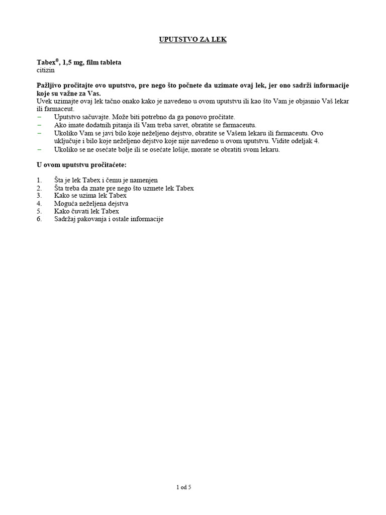 Uputstvo Za Lek | PDF
