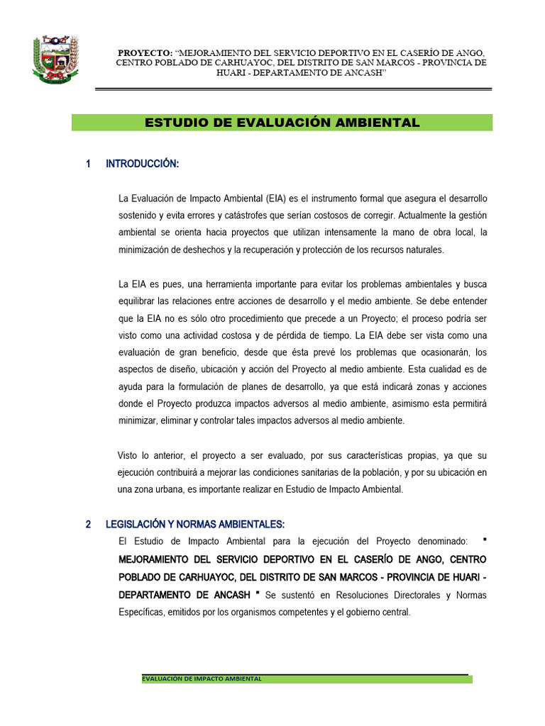 Evaluacion Ambiental | PDF | Evaluación de impacto ambiental | Entorno natural
