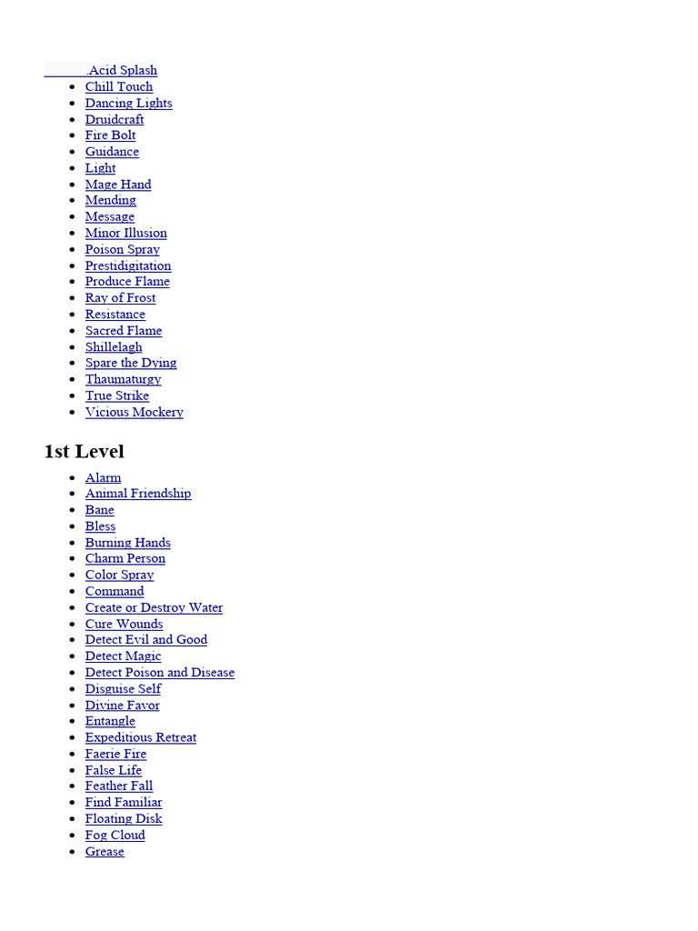 Spell Lists | PDF