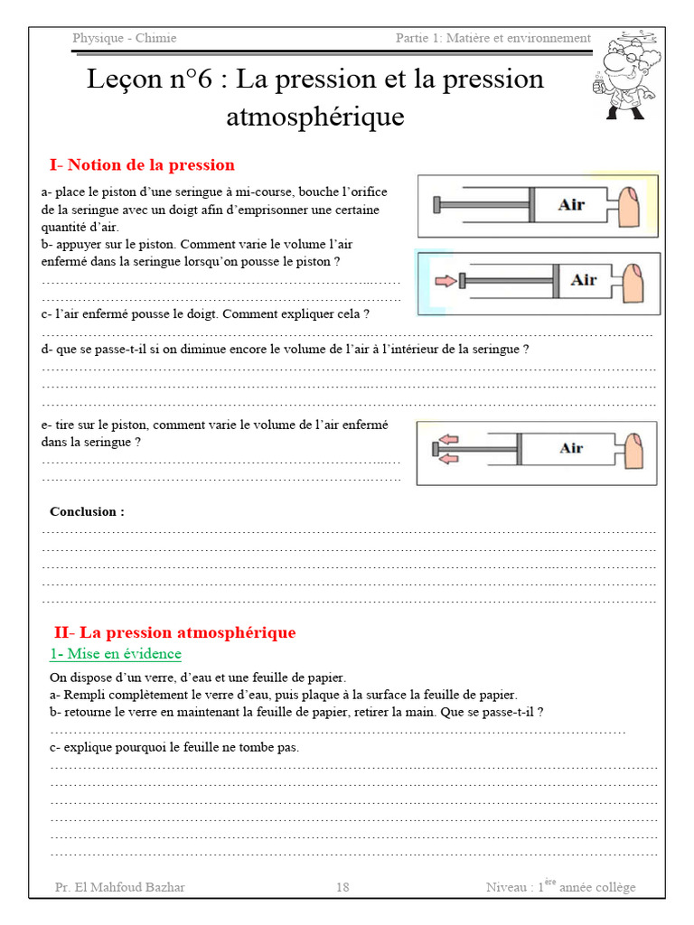 Notions de pression atmosphérique | PDF | mesure de pression | Pression