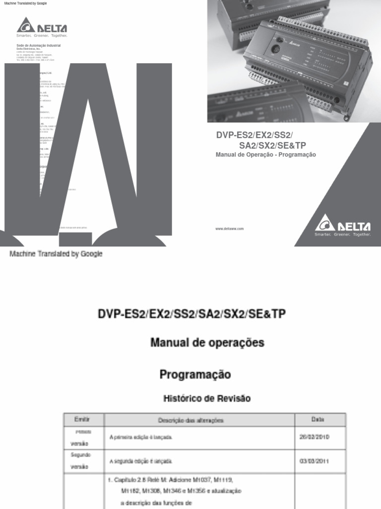 Manual PLC Delta DVP Es2 Ex2 Ss2 Sa2 Sx2 Se TP 1 50 | Download grátis ...