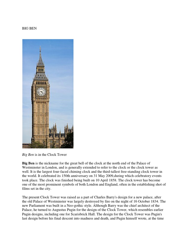 Big Ben | PDF | Art Media | Buildings And Structures