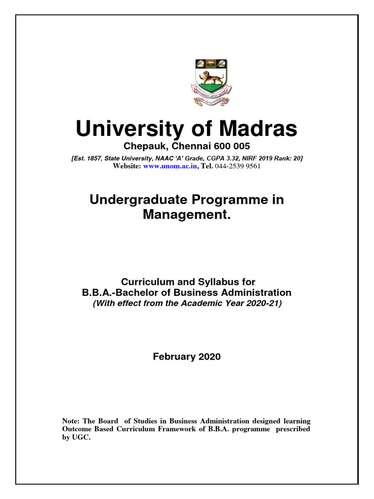 BBA 2020 2021 Revised Syllabus | PDF | Cost Of Living | Cost Of Capital