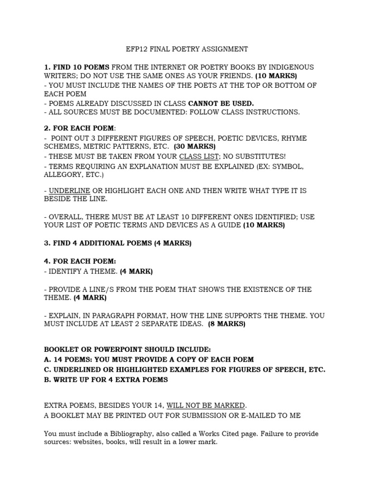 Efp 12 Final Poetry Assignment | PDF | Poetry | Classics