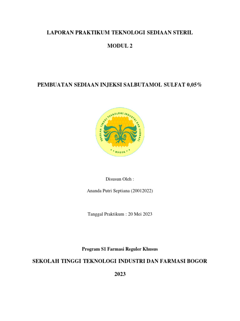 LAPORAN PRAKTIKUM TEKNOLOGI SEDIAAN STERIL Modul 2 | PDF