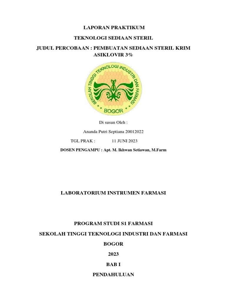 Laporan Praktikum Sediaan Steril Modul 5 | PDF