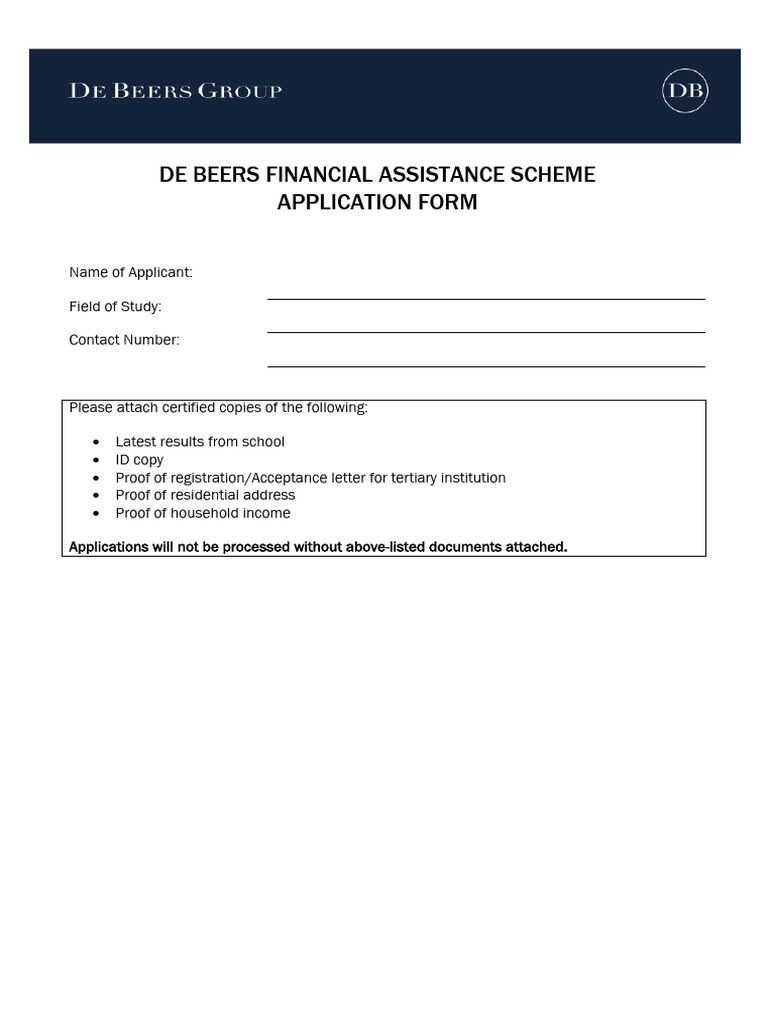 Financial Study Assistance APPLICATION FORM | PDF | Social Science