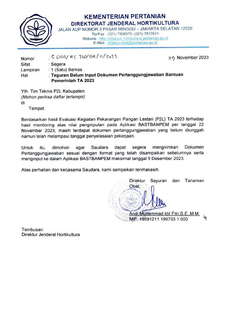 Teguran Input Dokumen P2L 2023 | PDF