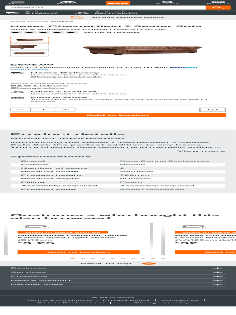 Hever Chesterfield 2 Seater Sofa DIY at B&Q | PDF
