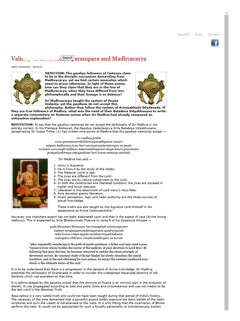 Validity of Gaudiya Parampara Explained | PDF | Vaishnavism | Bhagavata ...