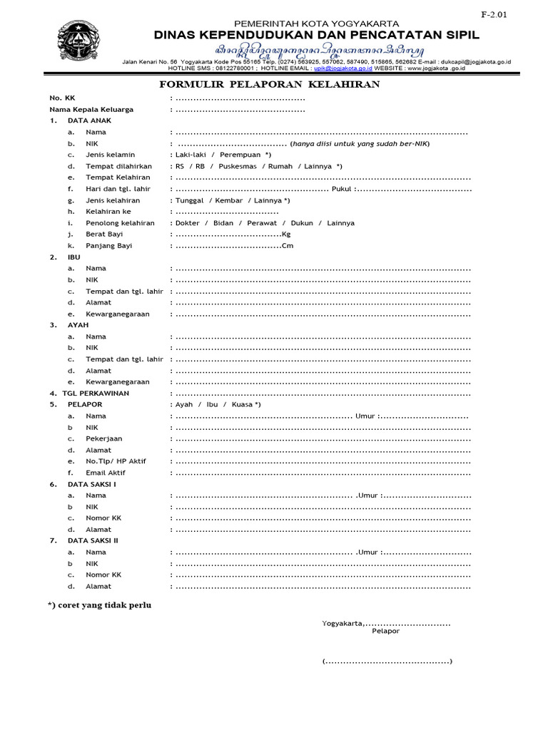 Formulir Permohonan Kelahiran | PDF | Griya & Taman